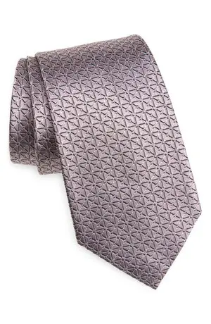 Zegna Geometric Silk Standard Tie - Pink