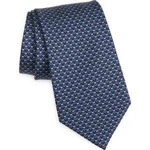 Zegna Floral Print Silk Tie - Blue