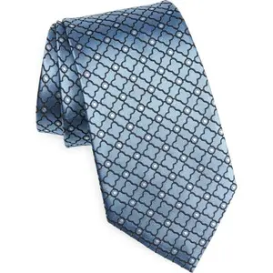 Zegna Geometric Silk Jacquard Tie - Light Blue