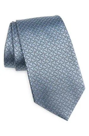 Zegna Geometric Silk Jacquard Standard Neck Tie - Light Blue