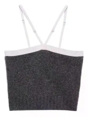 Prada Adjustable Ribbed-knit Top - Grey