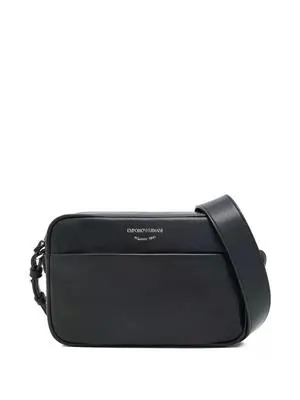 Emporio Armani Logo-print Leather Shoulder Bag - Black