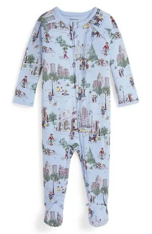 Ralph Lauren Bear Print Cotton Footie