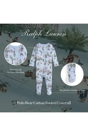Ralph Lauren Bear Print Cotton Footie
