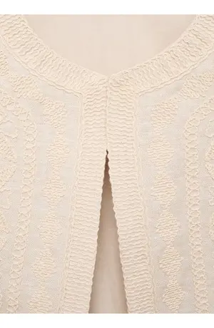Mango Embroidered Linen Vest