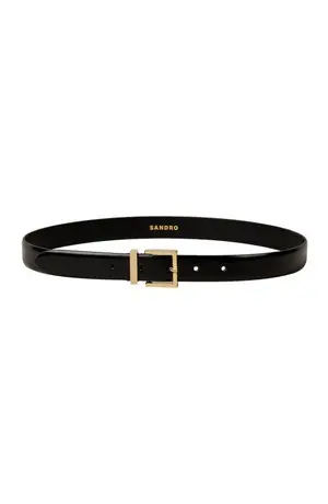 Sandro Smooth Leather Belt - Black