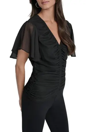 Dkny Ruched V-neck Shirt