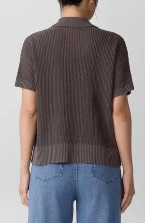 Eileen Fisher Polo Sweater Organic Cotton & Silk