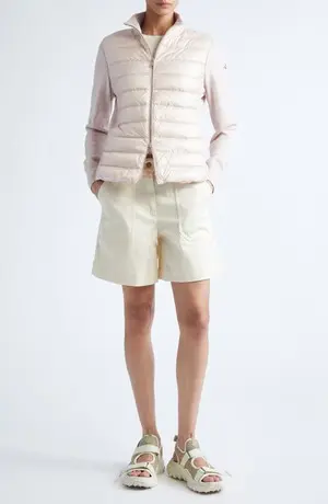 Moncler Wool Knit & Quilted Down Cardigan
