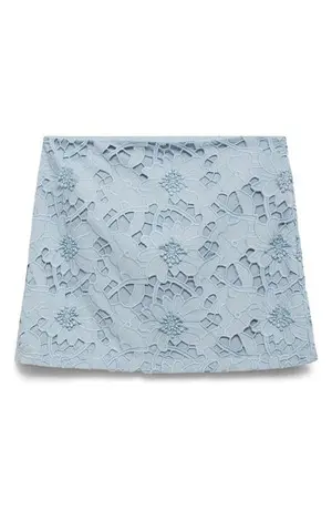 Mango Floral Embroidered Cotton Mini Skirt