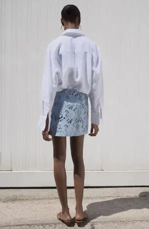 Mango Floral Embroidered Cotton Mini Skirt