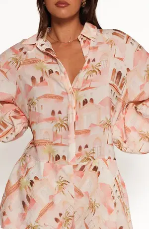 PETAL & PUP Landscape Print Long Sleeve Romper