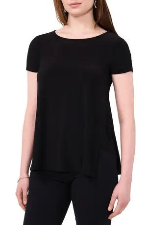Chaus Split Hem Bateau Neck T-shirt - Rich Black 060