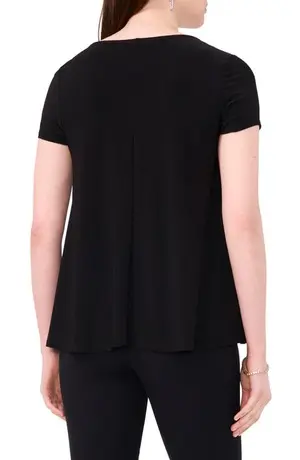 Chaus Split Hem Bateau Neck T-shirt - Rich Black 060