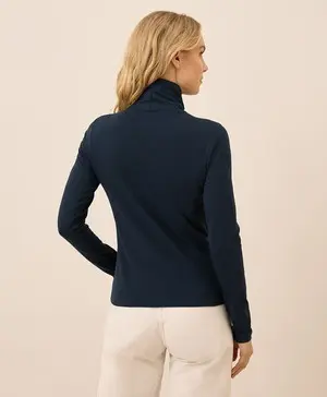 PACT Luxe Stretch Jersey Slim Turtleneck - Midnight Blue