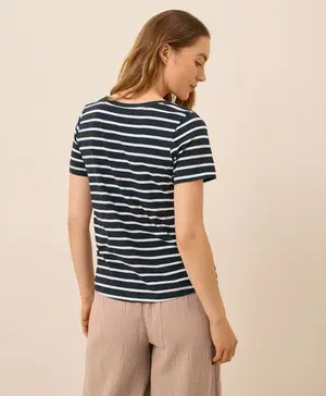 PACT Organic Cotton Softspun Scoop Neck Tee - Monterey Stripe