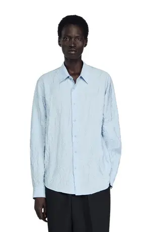 Sandro Crinkled Effect Shirt - Sky Blue
