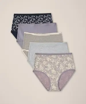 PACT Everyday High Rise Brief 5-pack - Lavender Petals