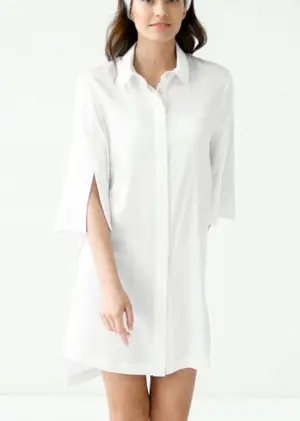ALAS Silk Long Shirt Dress - Milk White