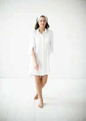 ALAS Silk Long Shirt Dress - Milk White
