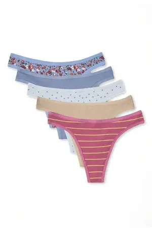 PACT Everyday Mid Rise Thong 5-pack - Essentials