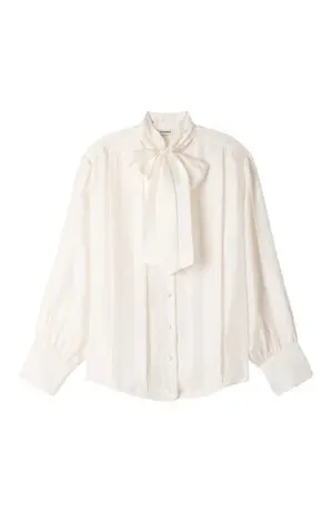Sandro Silk Lavallière Blouse - Ecru