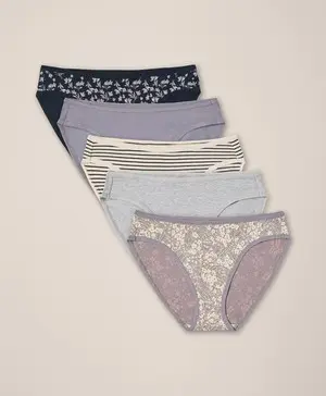 PACT Everyday Classic Fit Bikini 5-pack - Lavender Petals