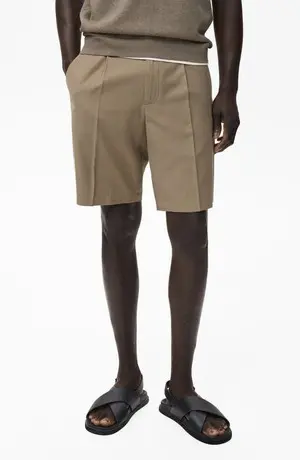 Mango Cotton-blend Pleated Bermuda Shorts - Brown