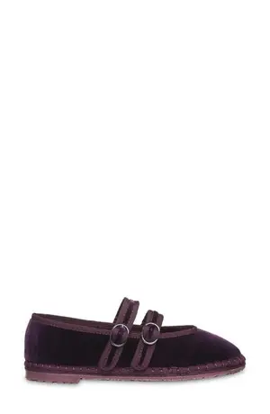 FLABELUS Claire Mary Jane Flat - Aubergine
