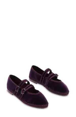 FLABELUS Claire Mary Jane Flat - Aubergine