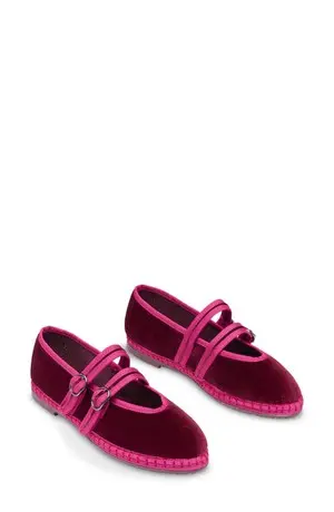 FLABELUS Claire Mary Jane Flat - Burgundy