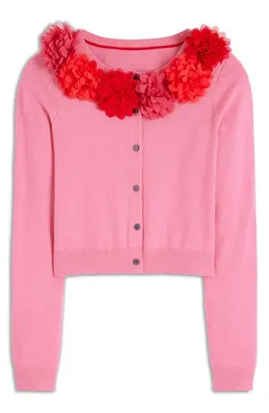 Boden Flower Embellished Crop Cardigan