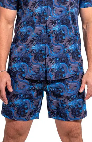 MACEOO Printed Swim Trunks - Blue