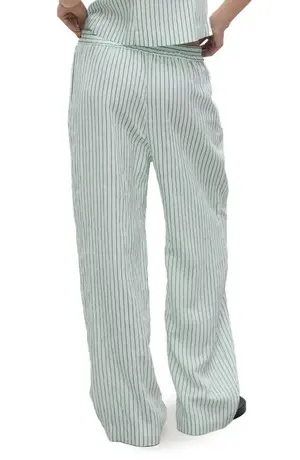 Mango Stripe Low Rise Straight Leg Jeans
