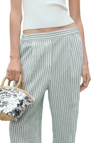 Mango Stripe Low Rise Straight Leg Jeans