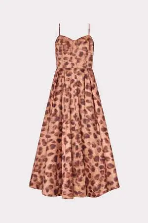 MILLY Leopard Print Bustier Midi Dress