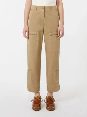 Max Mara Cotton Satin Cargo Trousers