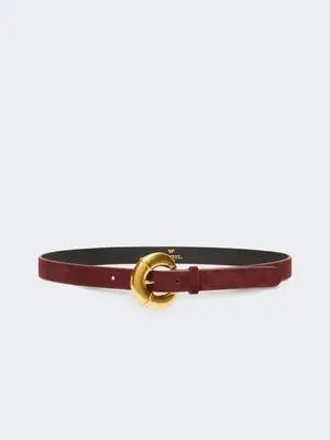 Max Mara Calfskin Prong Buckle Belt - Red