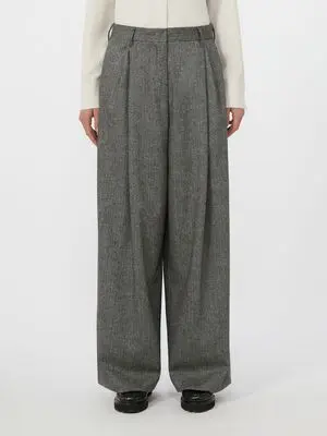 Max Mara Wool Flannel Wide Leg Trousers