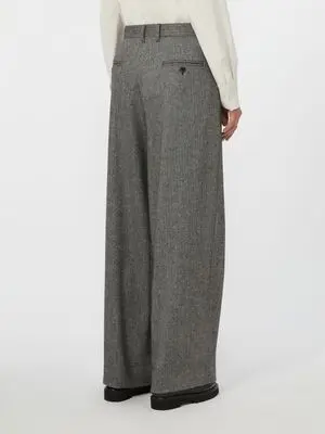Max Mara Wool Flannel Wide Leg Trousers