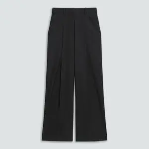 Theory Pleated Wide-leg Good Wool Pant - Black