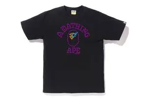 A BATHING APE Neon Sign College Tee Shirt
