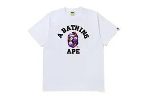 A BATHING APE Lightning College Tee Shirt White/black