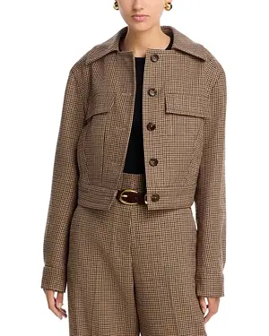 A.L.C. Blake Plaid Wool Jacket - Tan Multi