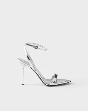 Prada Metallic High-heeled Sandals - Silver