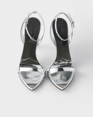 Prada Metallic High-heeled Sandals - Silver