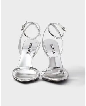 Prada Metallic High-heeled Sandals - Silver