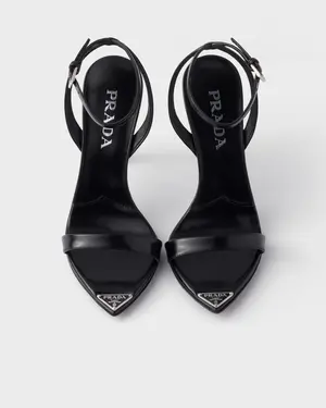 Prada Brushed Leather Sandals - Black