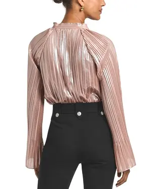 Derek Lam 10 Crosby Claira Pleated Metallic Top