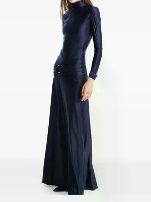 MOOS STUDIO High-neck Maxi Dress With Ring Detail - Blue